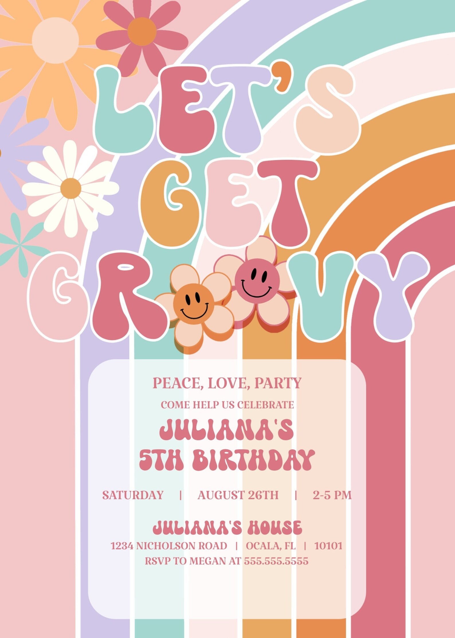 Let's Get Groovy Birthday Invitation - Etsy