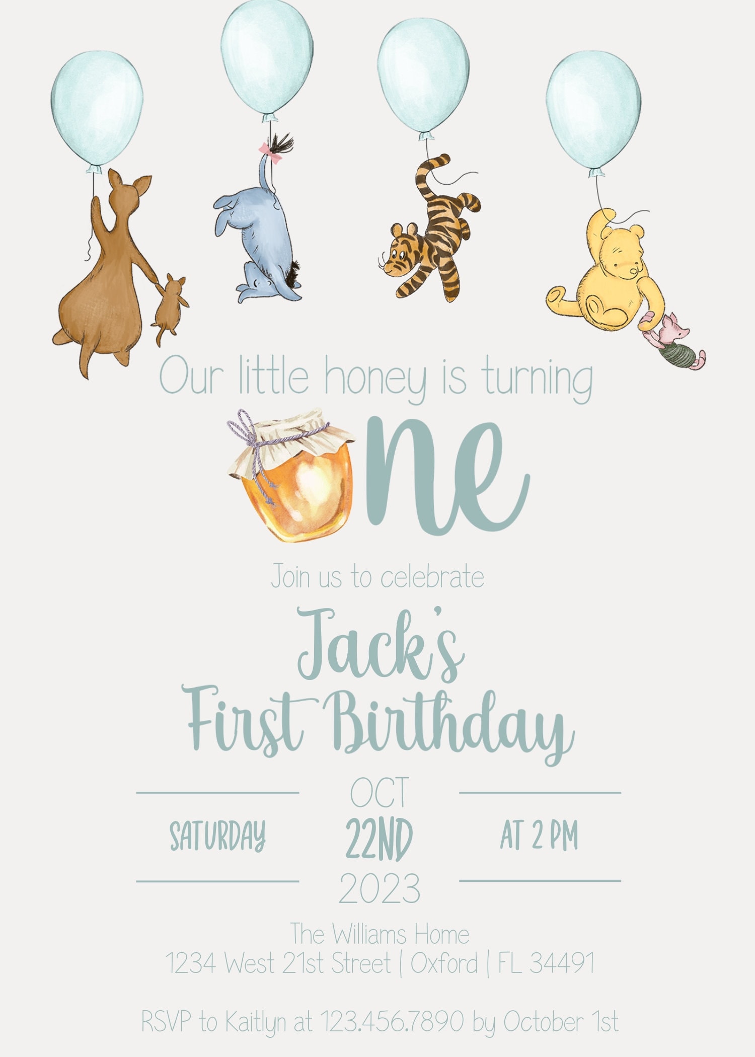 Winnie the Pooh First Birthday Invitation - Etsy
