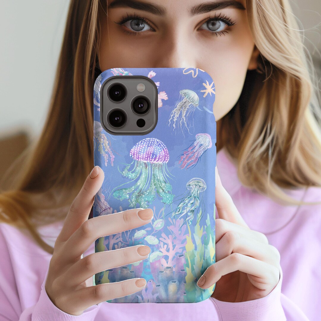 Jellyfish Phone Case: Watercolor Ocean Design by Curly Quinn - Etsy