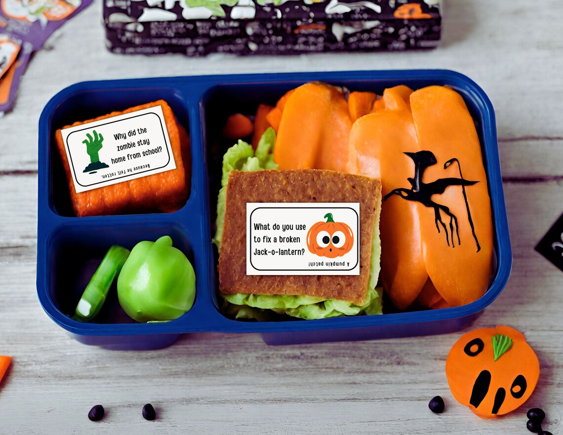 Printable Lunch Box Halloween Jokes | Lunch Box Notes, Spooky School ...
