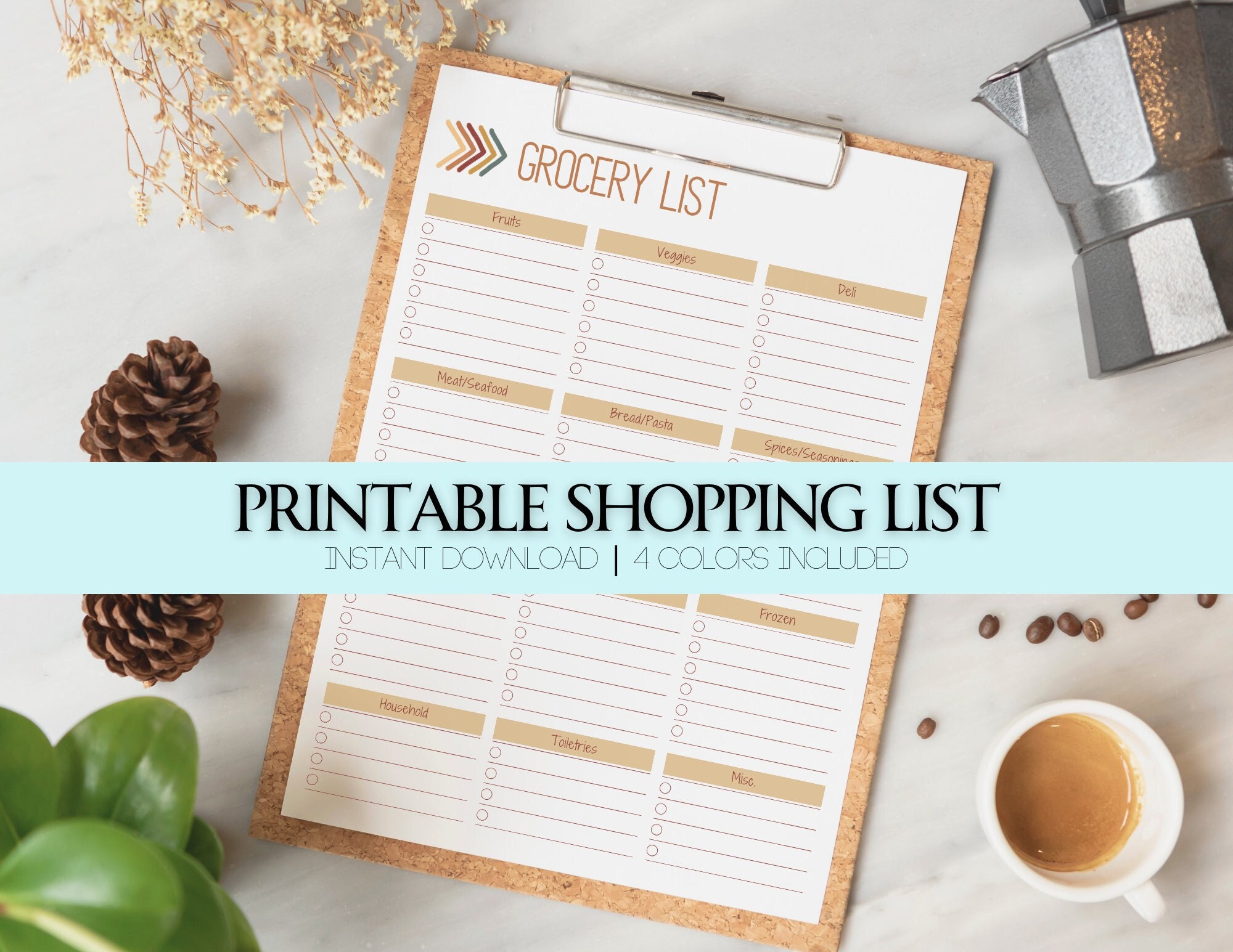 PRINTABLE Shopping List, Digital Grocery Store Trip Planner, Instant ...
