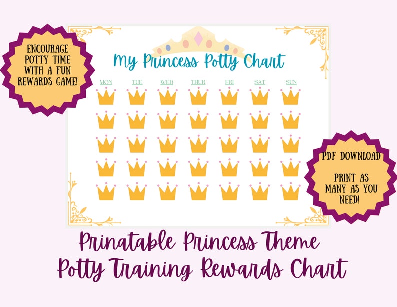 Printable Potty Training Chart Princess Tiara Fairytale Sticker Game ...