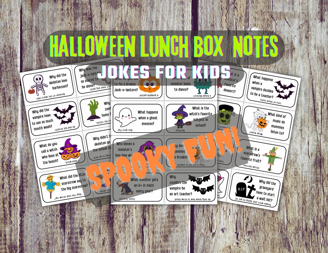 Printable Lunch Box Halloween Jokes | Lunch Box Notes, Spooky School ...