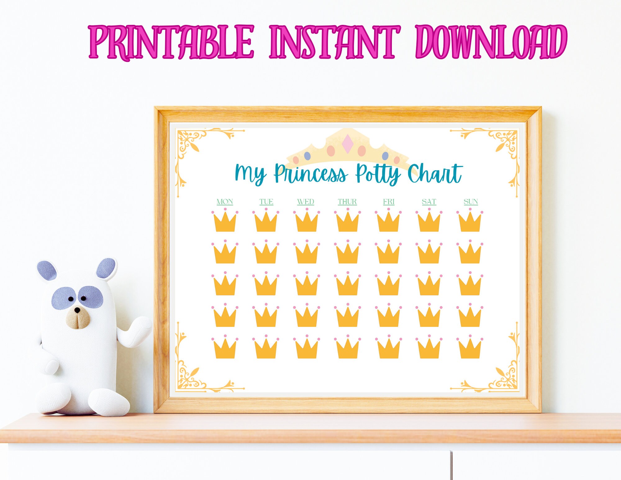 Printable Potty Training Chart Princess Tiara Fairytale Sticker Game ...