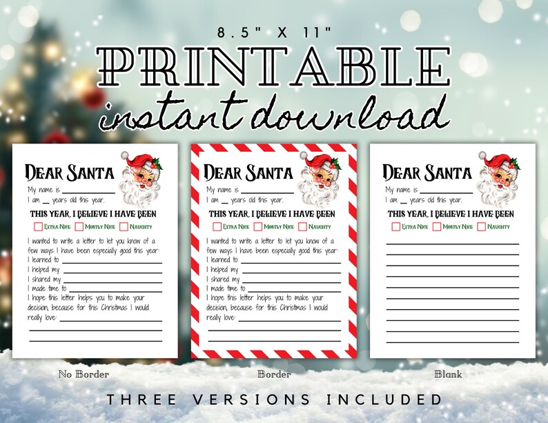 Printable Letter to Santa, Kids Santa Claus Letter, Classroom Christmas ...