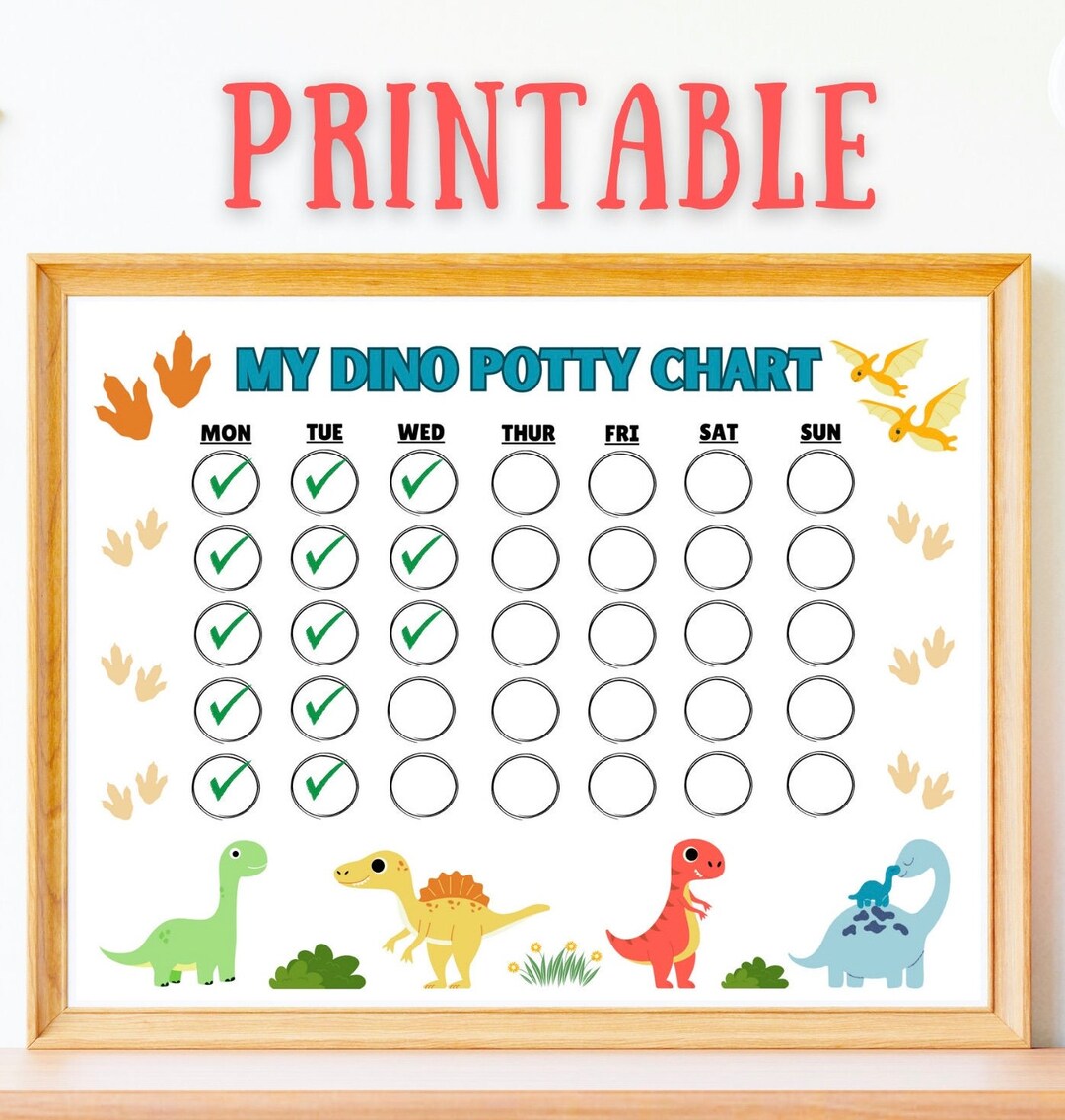 Printable Dino Potty Chart, Dinosaur Sticker Reward Chart, Instant ...
