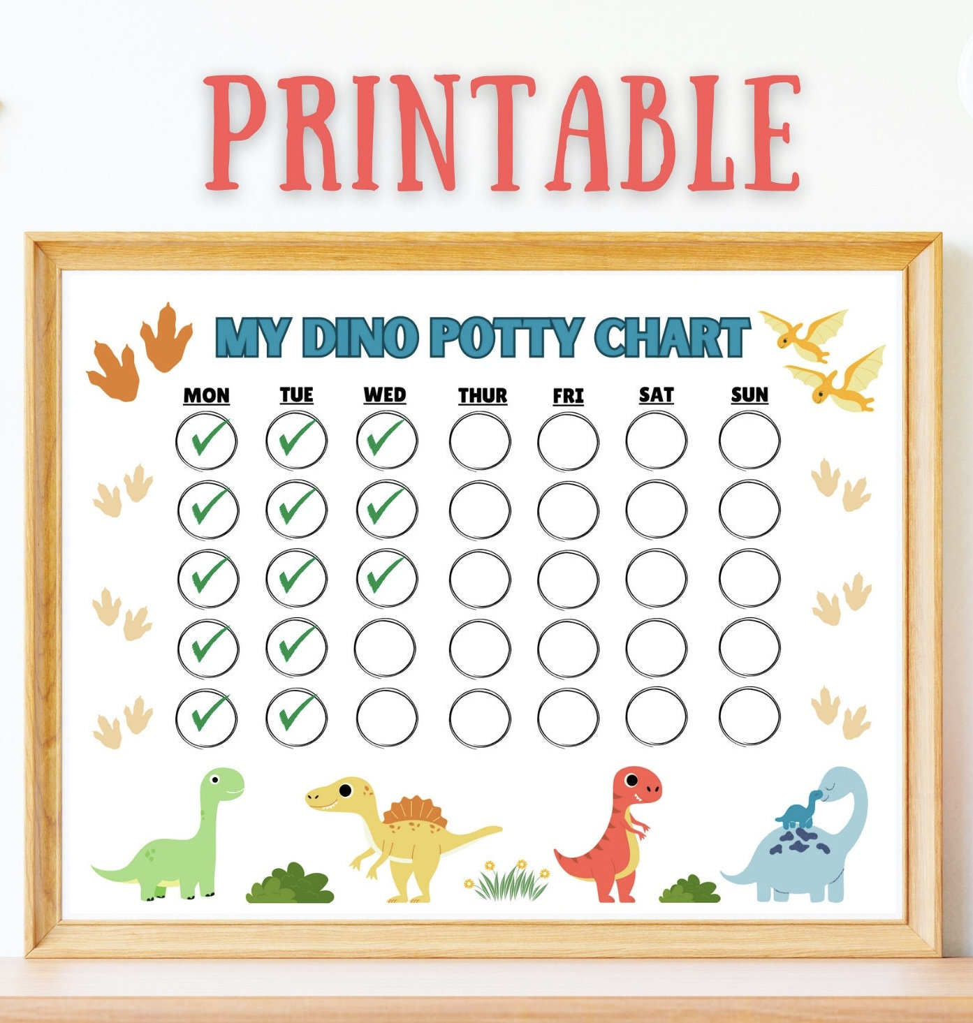 Printable Dino Potty Chart, Dinosaur Sticker Reward Chart, Instant ...