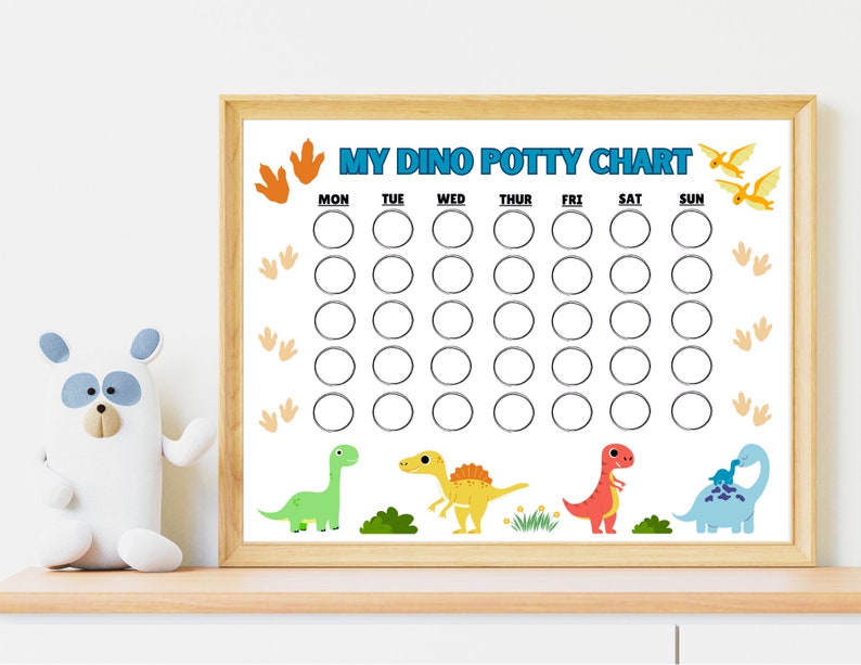 Printable Dino Potty Chart, Dinosaur Sticker Reward Chart, Instant ...
