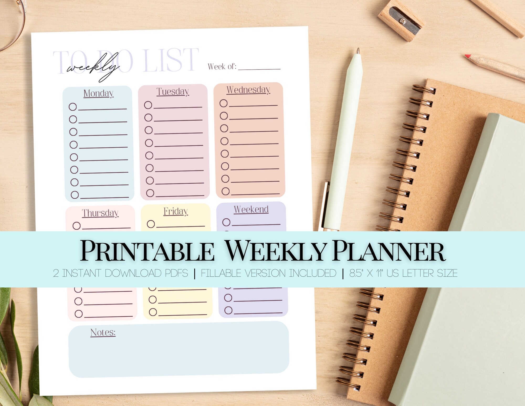 Printable Fillable Planner, Editable Weekly Planner, Digital Task to Do ...