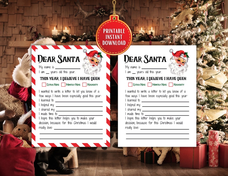 Printable Letter to Santa, Kids Santa Claus Letter, Classroom Christmas ...