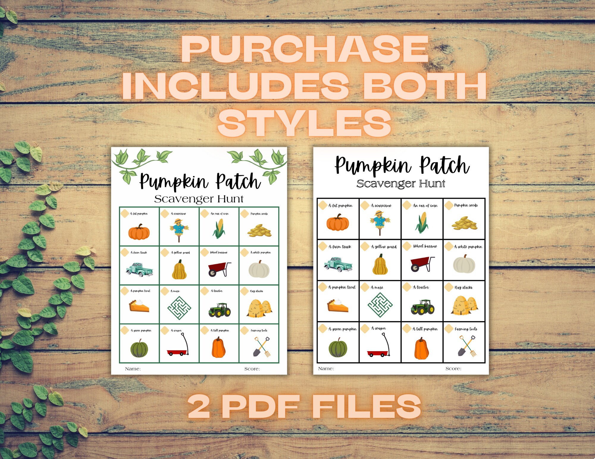 Printable Pumpkin Patch Scavenger Hunt Fall Family Activity - Etsy