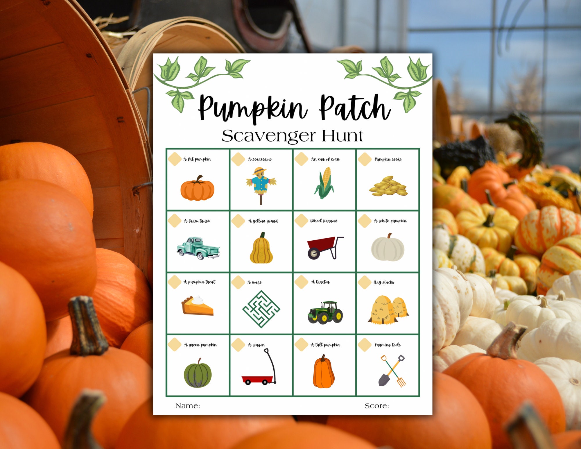 Printable Pumpkin Patch Scavenger Hunt Fall Family Activity - Etsy