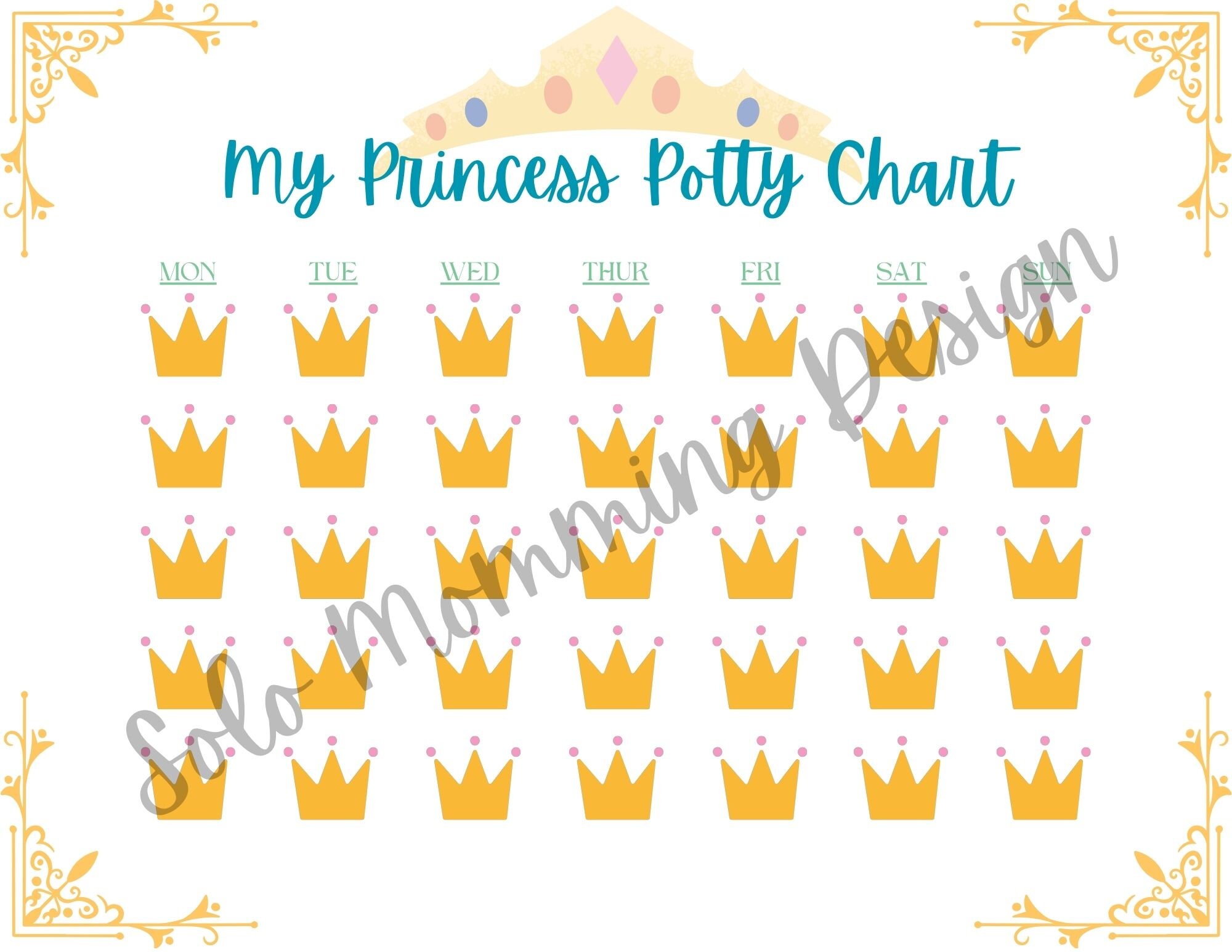 Printable Potty Training Chart Princess Theme Fairytale - Etsy