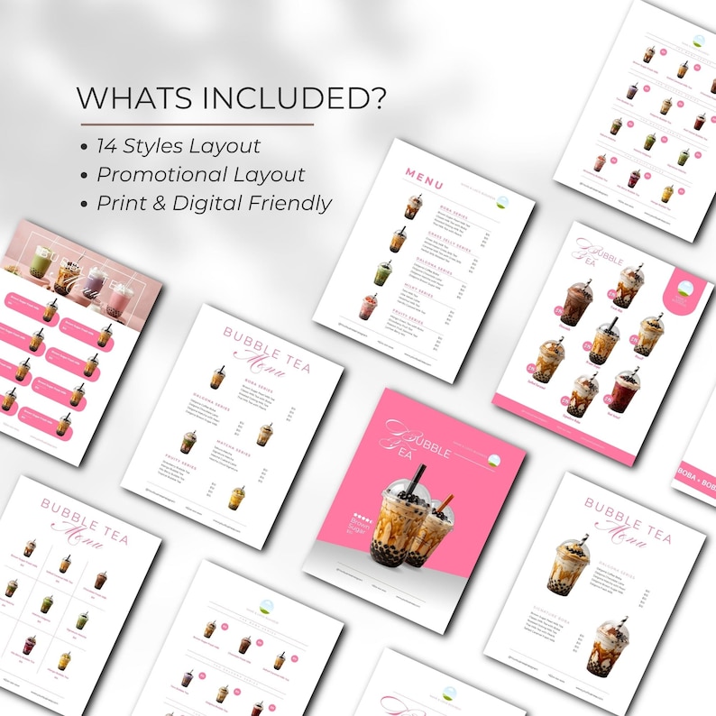 Editable Bubble Tea Menu Template, Boba Drink Price List (instant ...