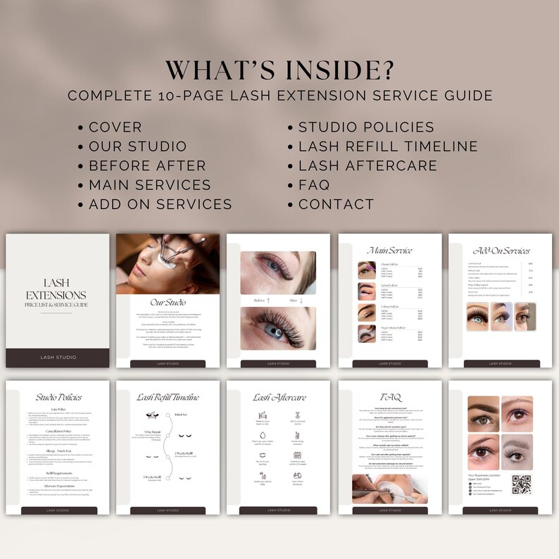 Lash Extensions Price List Template | Editable Service Menu (canva ...