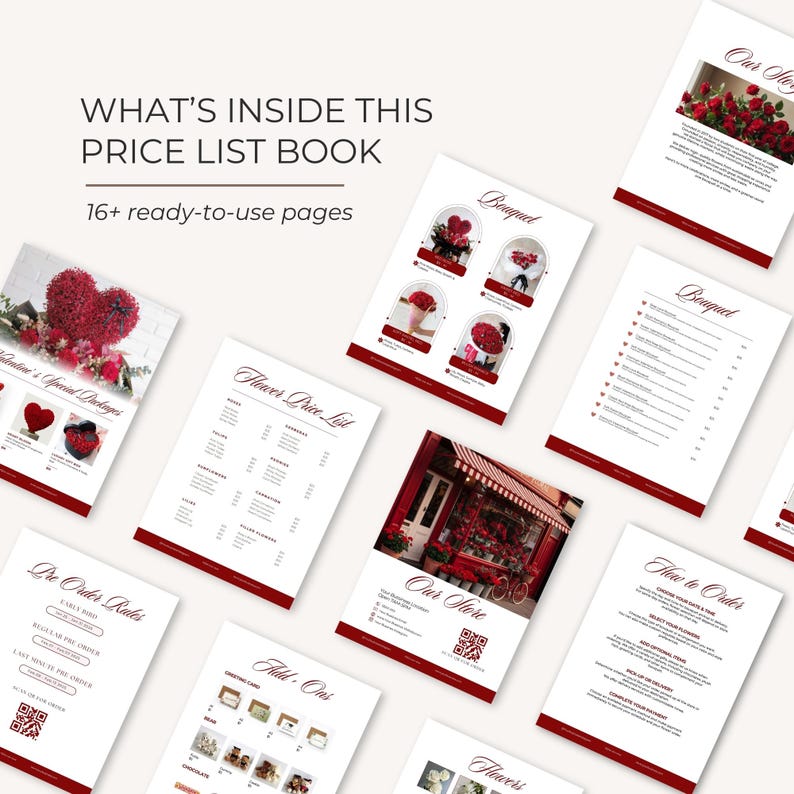 Florist Price List Template | Flower Shop Menu | Bouquet Catalog (canva ...