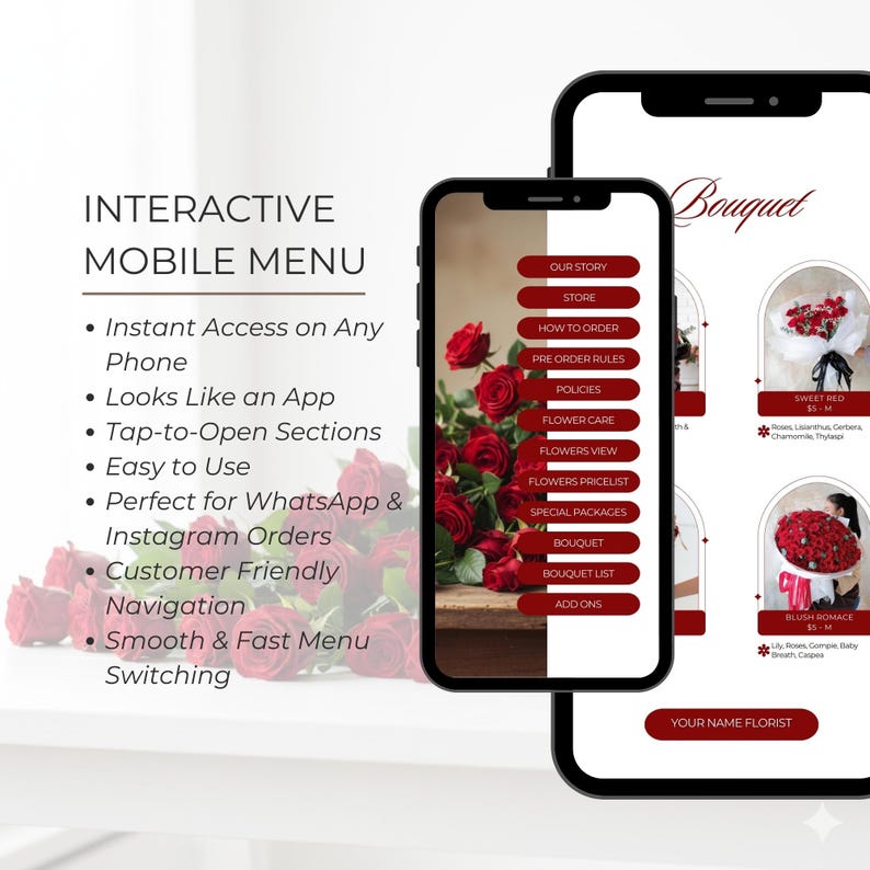 Florist Price List Template | Flower Shop Menu | Bouquet Catalog (canva ...