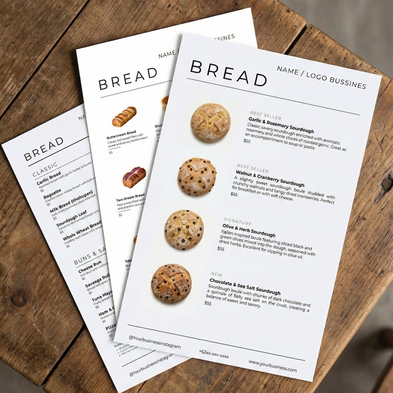 Bakery Pricelist Template | Editable Canva Menu | Bread Pastry Cafe ...