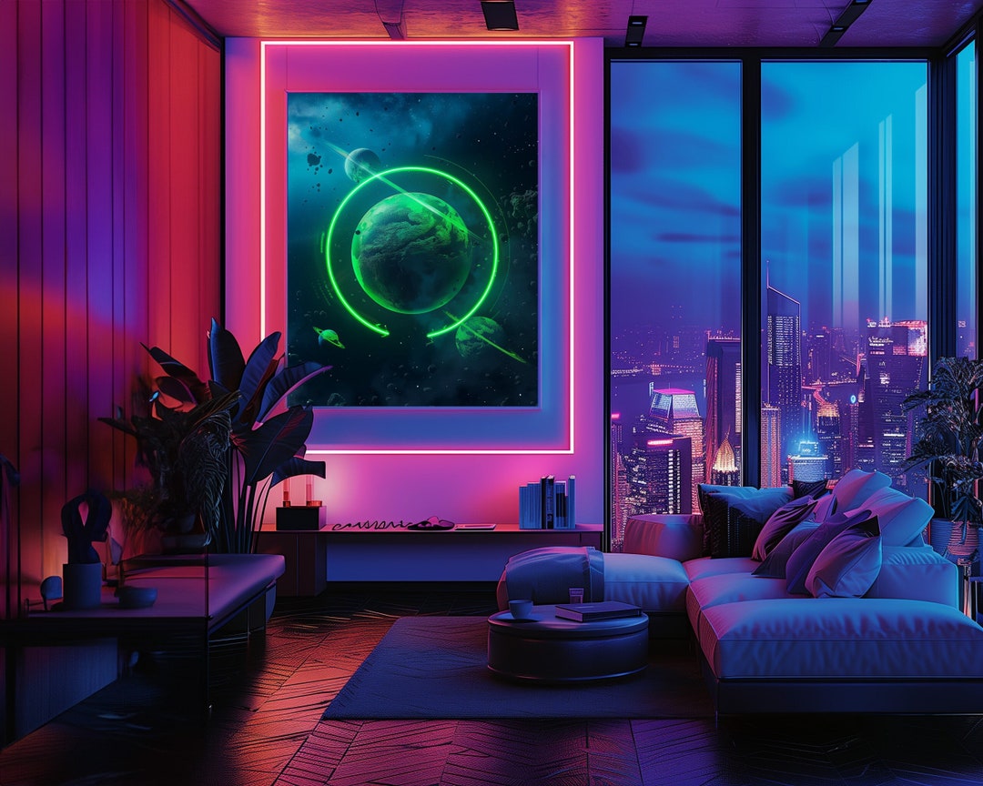 NEON EARTH GALAXY neon_space_083.jpg Colorful Neon Wall Art, Instant ...
