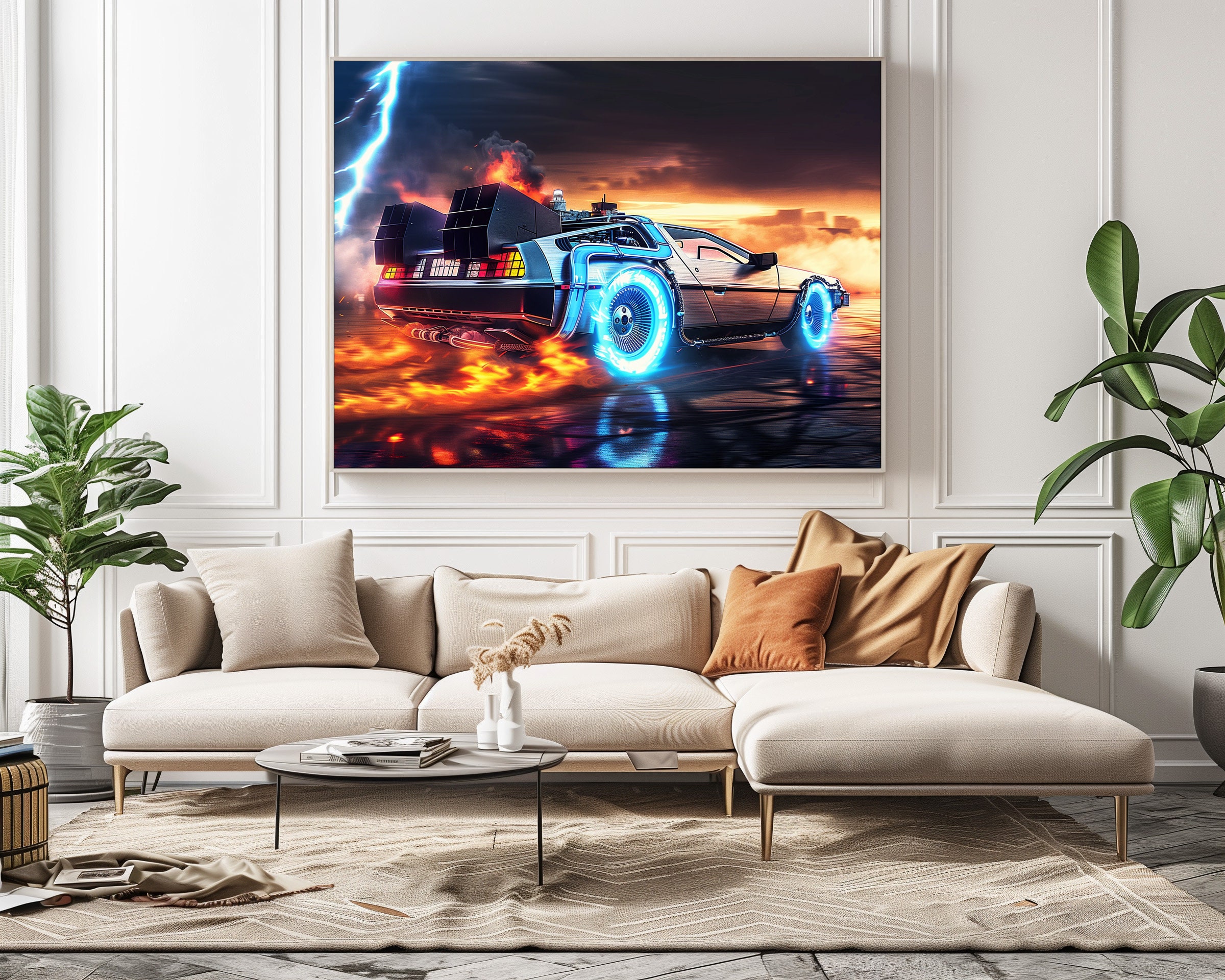 NEON Delorean DMC-12 Fire Wheel neon_art_100.jpg Colorful Neon Wall Art ...