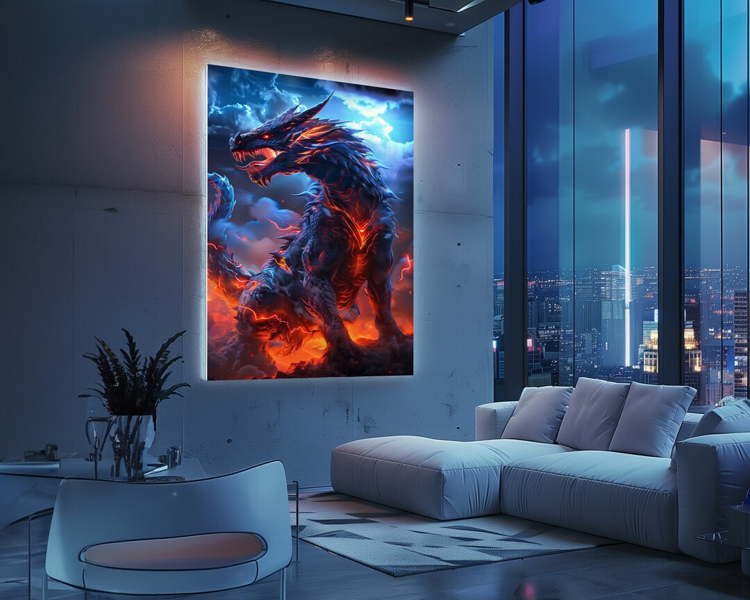 Fierce Red Glowing DRAGON neon_animal_005.jpg Dope Neon Colorful Wall ...