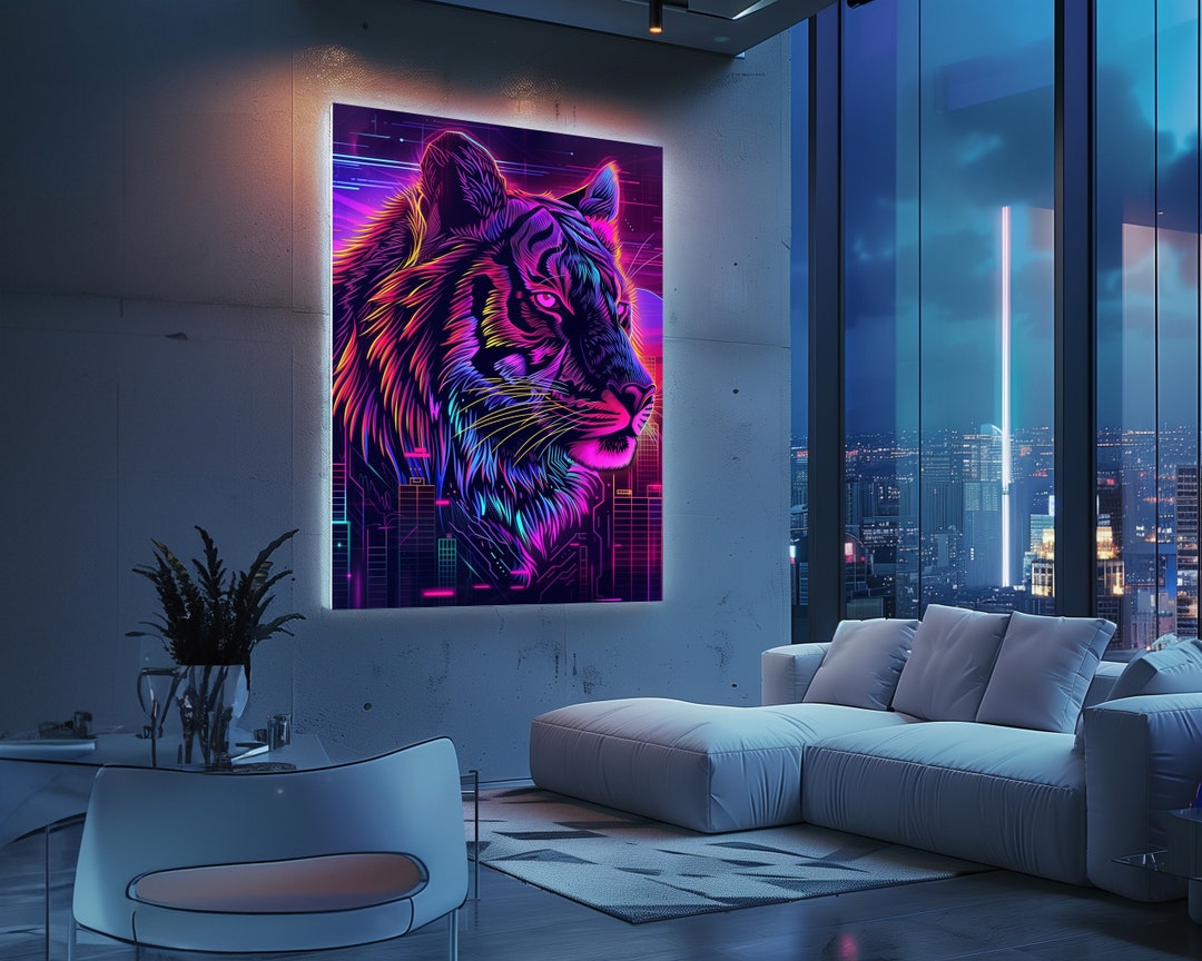 NEON TIGER Synthwave Retrowave neon_animal_204.jpg Colorful Neon Wall ...