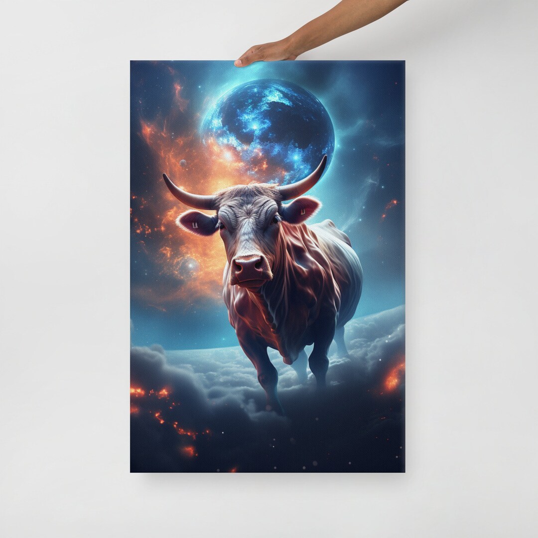 Canvas Cosmic Bull Wall Decor for Kids' Room - Etsy