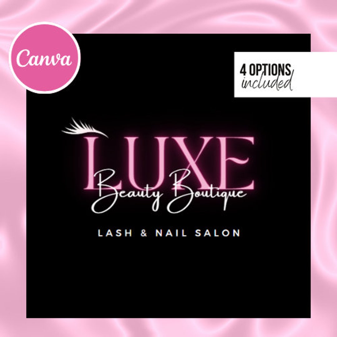 DIY Beauty Salon Logo Pink Neon Small Business Logo Lash Salon Branding ...