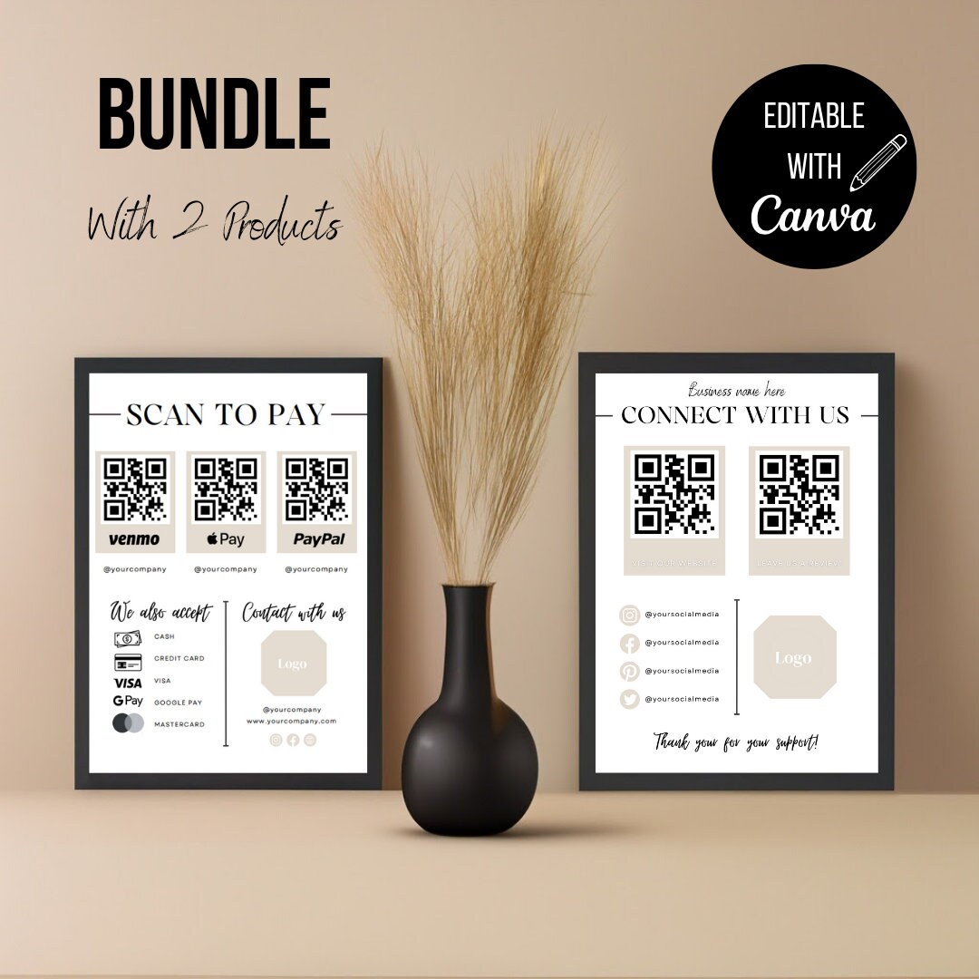 Editable Scan to Pay Template Social Media Template QR Code Sign ...