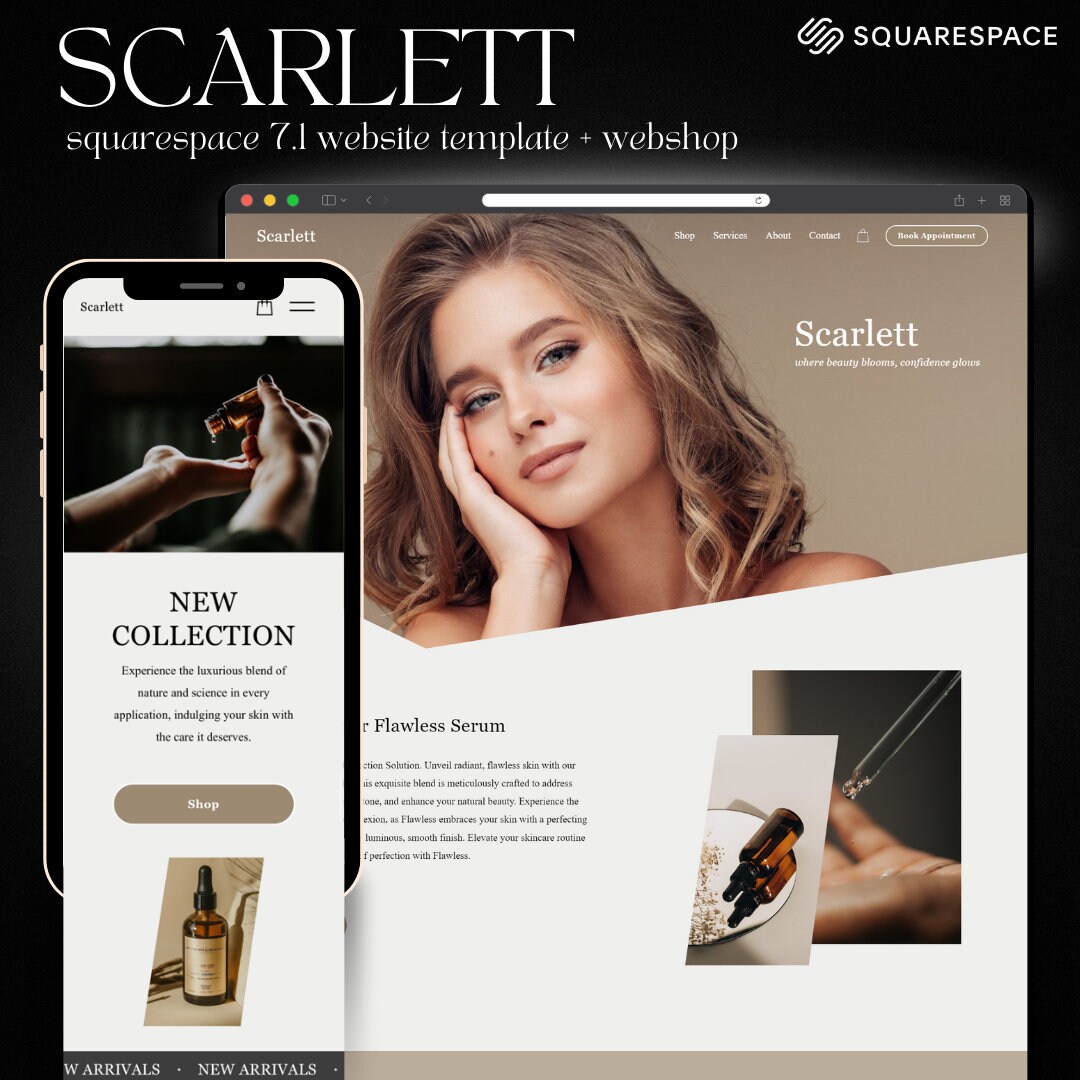 Squarespace 7.1 Template Website Template Beautysalon Webshop Beige ...
