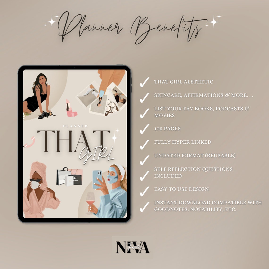 THAT GIRL Planner Undated Digital Planner Daily, Weekly, Monthly ...