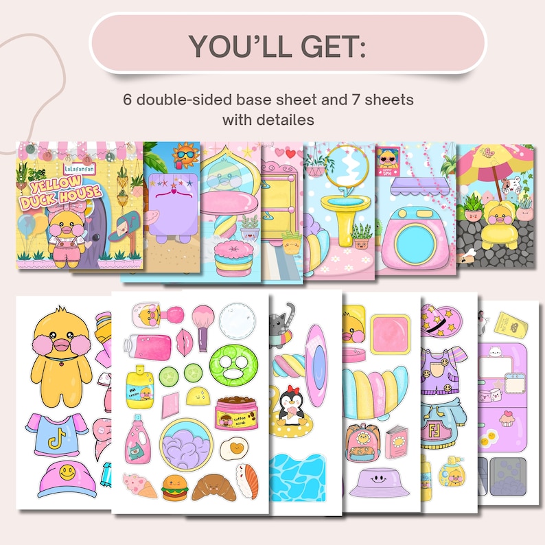 Printable Paper Doll Yellow Duck| Quiet Book | Busy Book | Digital ...