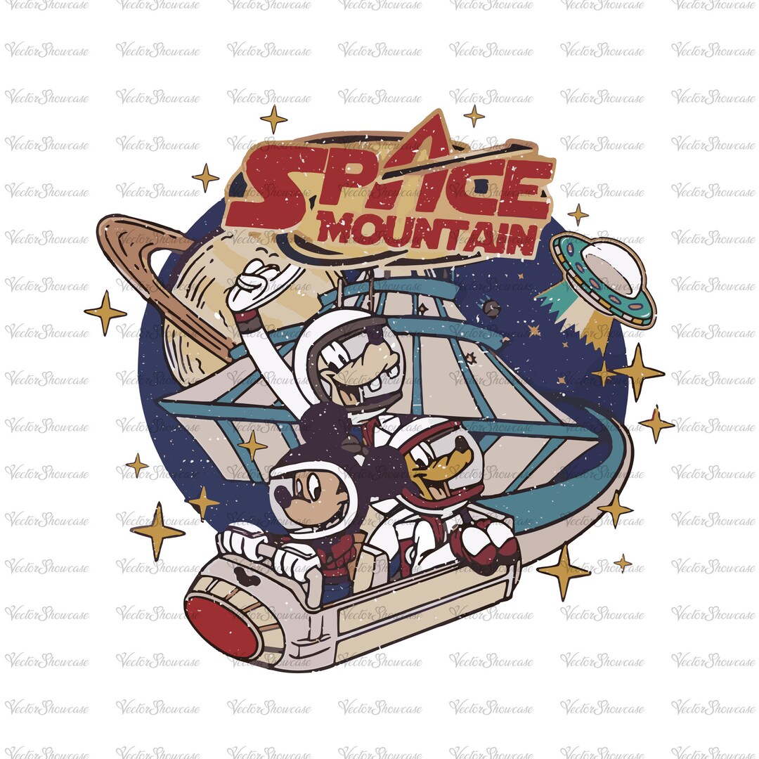 Mouse and Friends Space Png - Svg, 90's Space Mountain Png, Astronaut ...