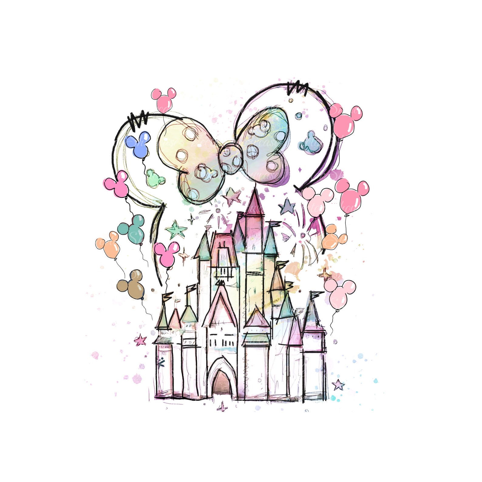 Mouse Ear Castle Png, Watercolor Castle Clipart Png, Magical Kingdom ...