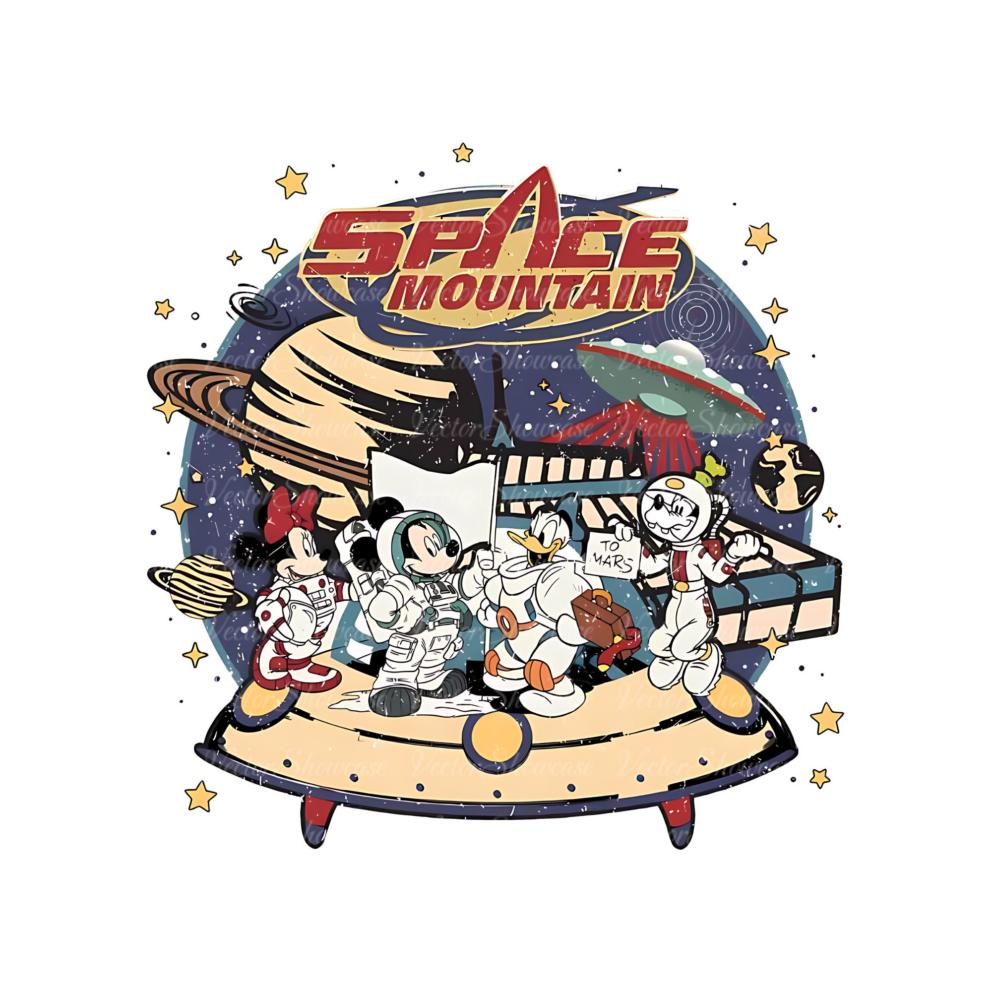 Mouse and Friends Space Png, 90's Space Mountain Png, Astronaut Neon ...