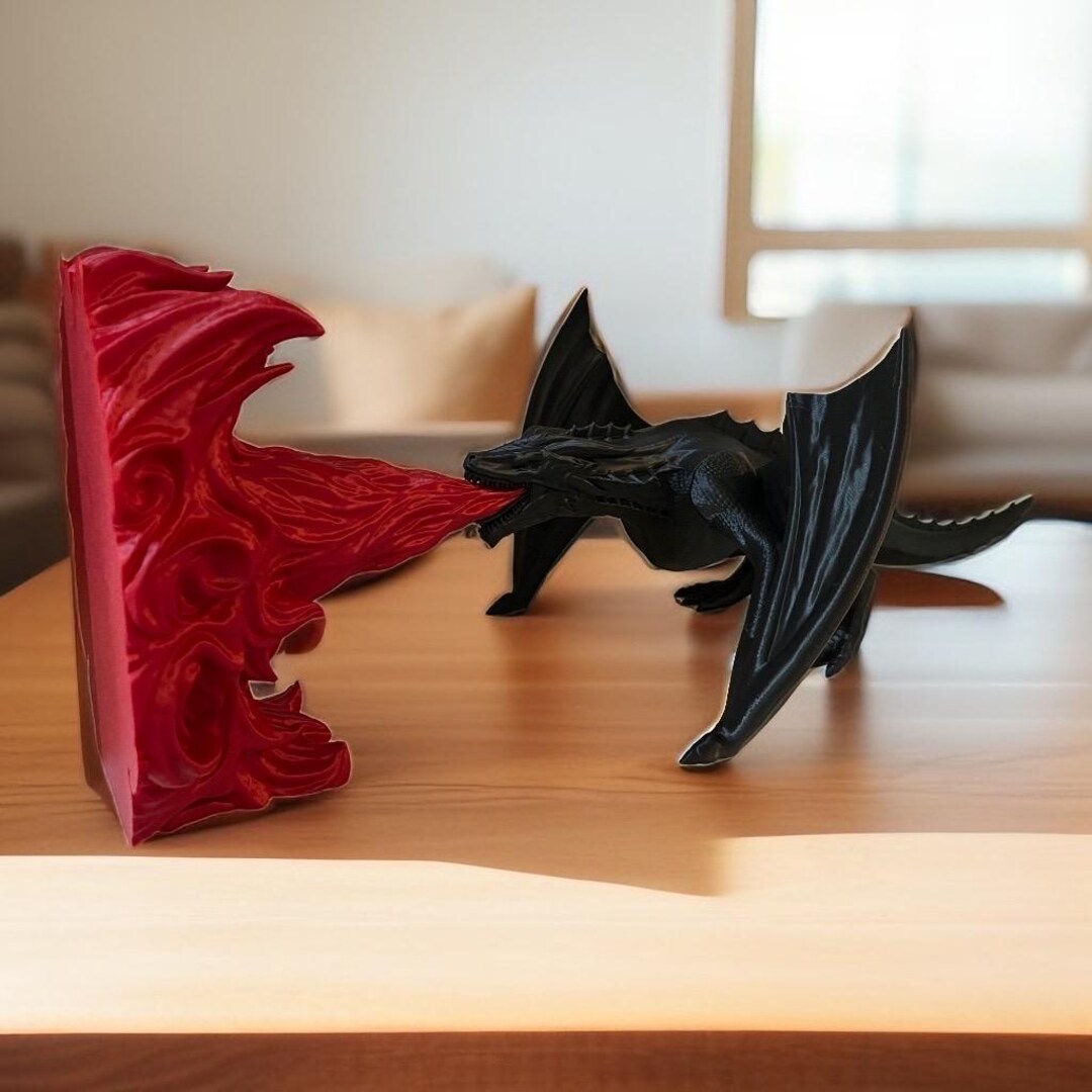 Dragon Bookend Book Inspired Merch Fantasy Fire Book Nook - Etsy