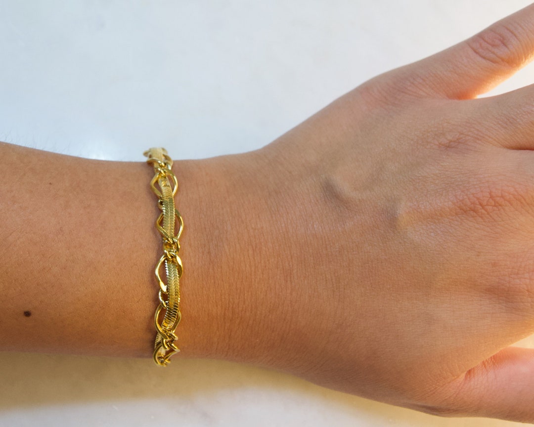 Hermosa Pulsera De Acero Inoxidable Chapada En Oro De 18 Quilates. - Etsy