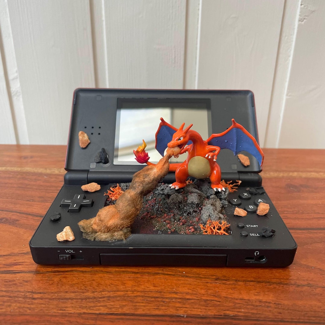 Charizard Diorama on Vintage Nintendo DS Perfect Gift for Pokémon Fans ...
