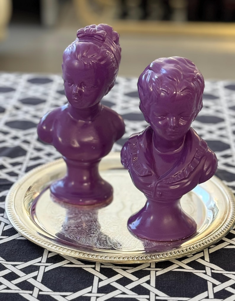 Vintage Napco Purple Ceramic Busts: Boy and Girl, 1970s Decor - Etsy