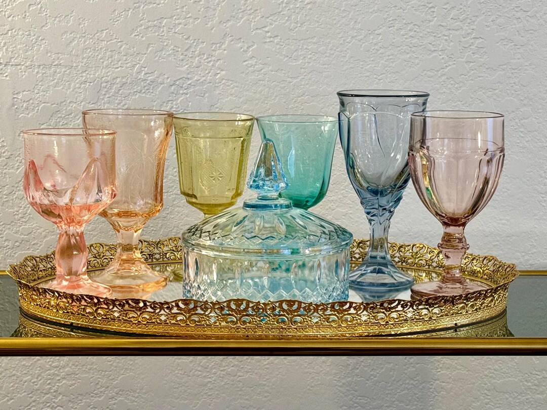 Multi Colored Glassware Set/mismatched Glassware/ Vintage Rainbow ...