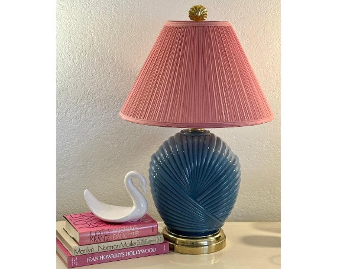 1980's Deco Revival Cornflower Blue Draped Glass Lamp - Etsy