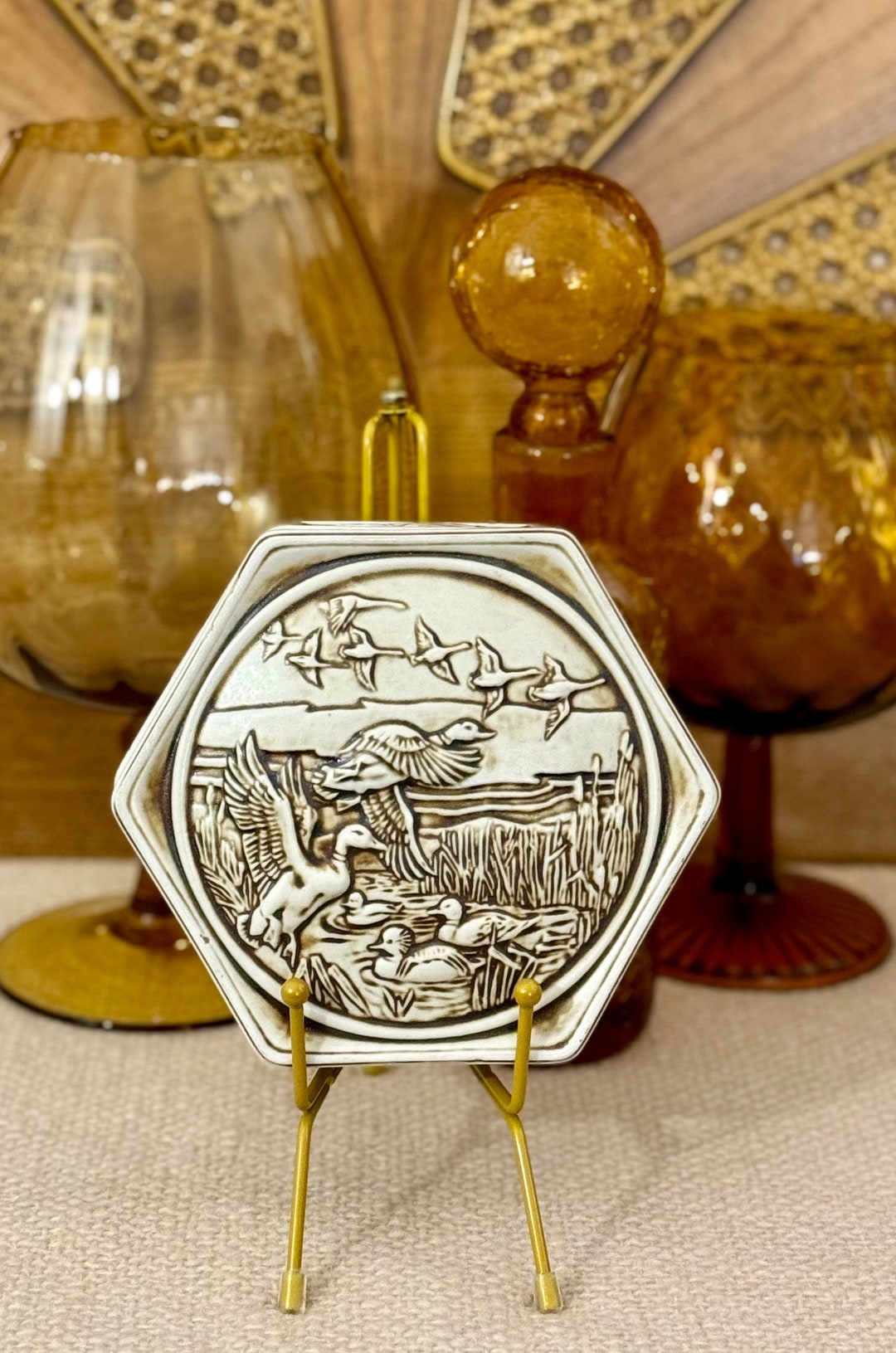 Vintage Avon Ceramic Mallard Design Trinket Box - Etsy