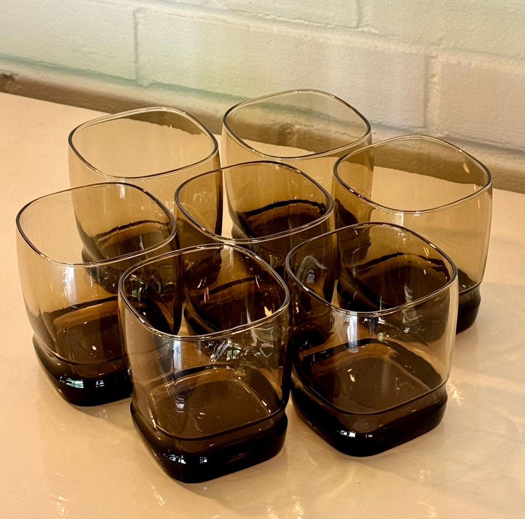 Set of 4 Vintage Libbey Carrington Rocks Glasses Square Bottom Rocks ...