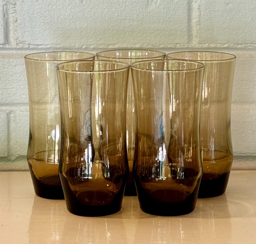 Vintage Libbey Apollo Smokey Brown Tumblers Tulip Tawny Brown Highball ...