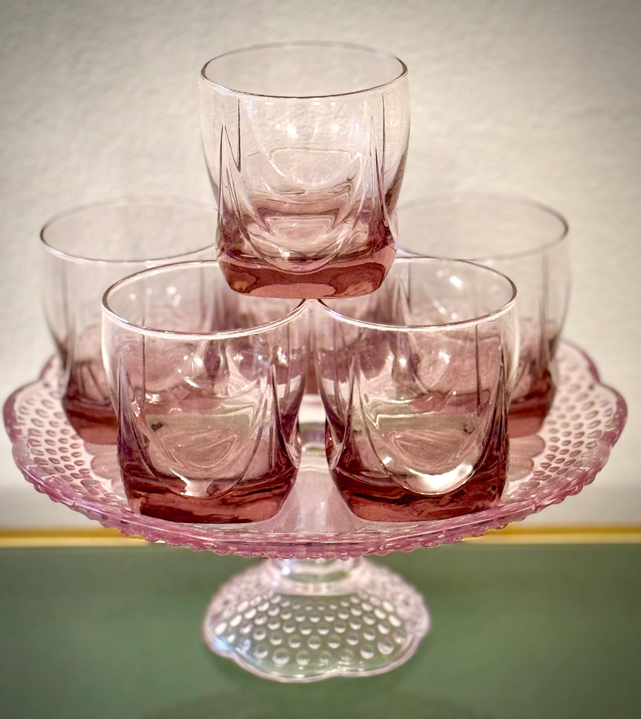 Vintage Libbey Premiere Pink Glassware Sets: Teardrop Wine Glasses - Etsy