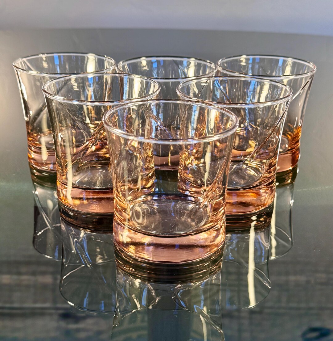 Vintage Blush Rose Swirl Old Fashioned Glasses - Set of 6 - Etsy