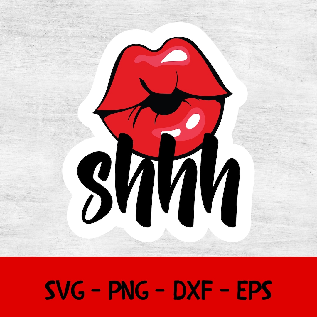 Retro Kisses SVG, PNG Red Lips Shhh Popular Svg, Png, Pdf Lips Svg, Red ...
