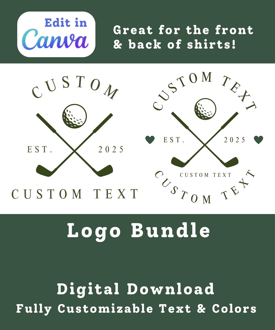 Golf Logo Bundle 3, Canva Template Editable Digital Download, Country ...