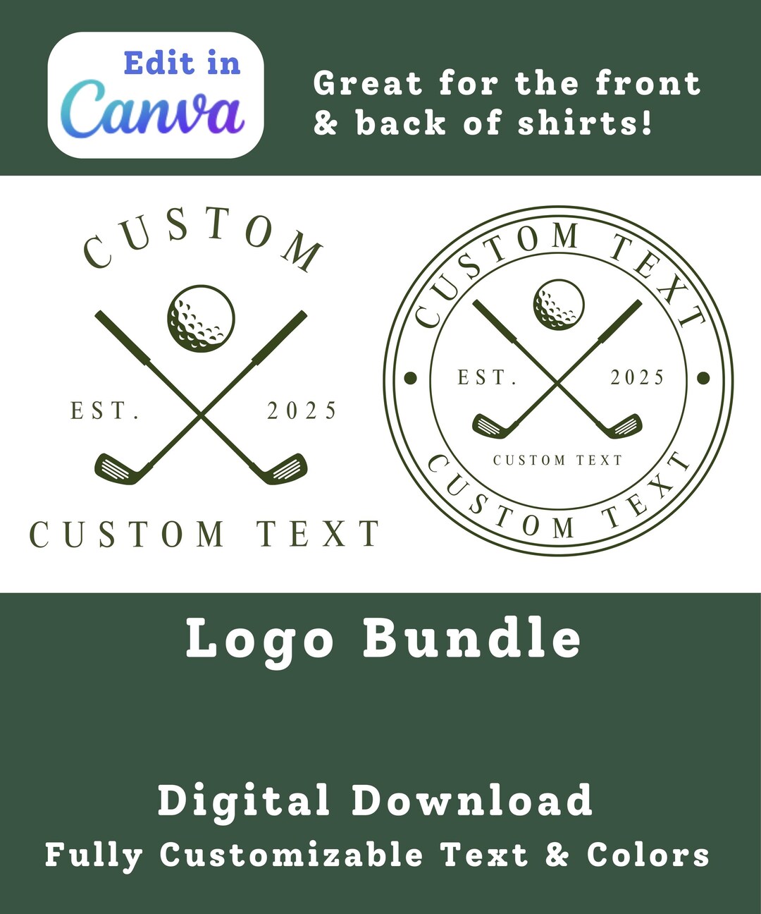 Golf Logo Bundle 4, Canva Template Editable Digital Download, Country ...