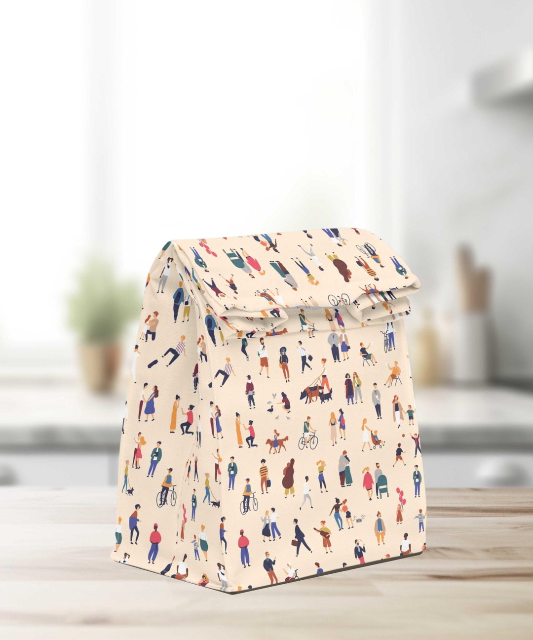 Insulated Fabric Lunch Bag, Tiny People, Magnetic Closure, for Women ...